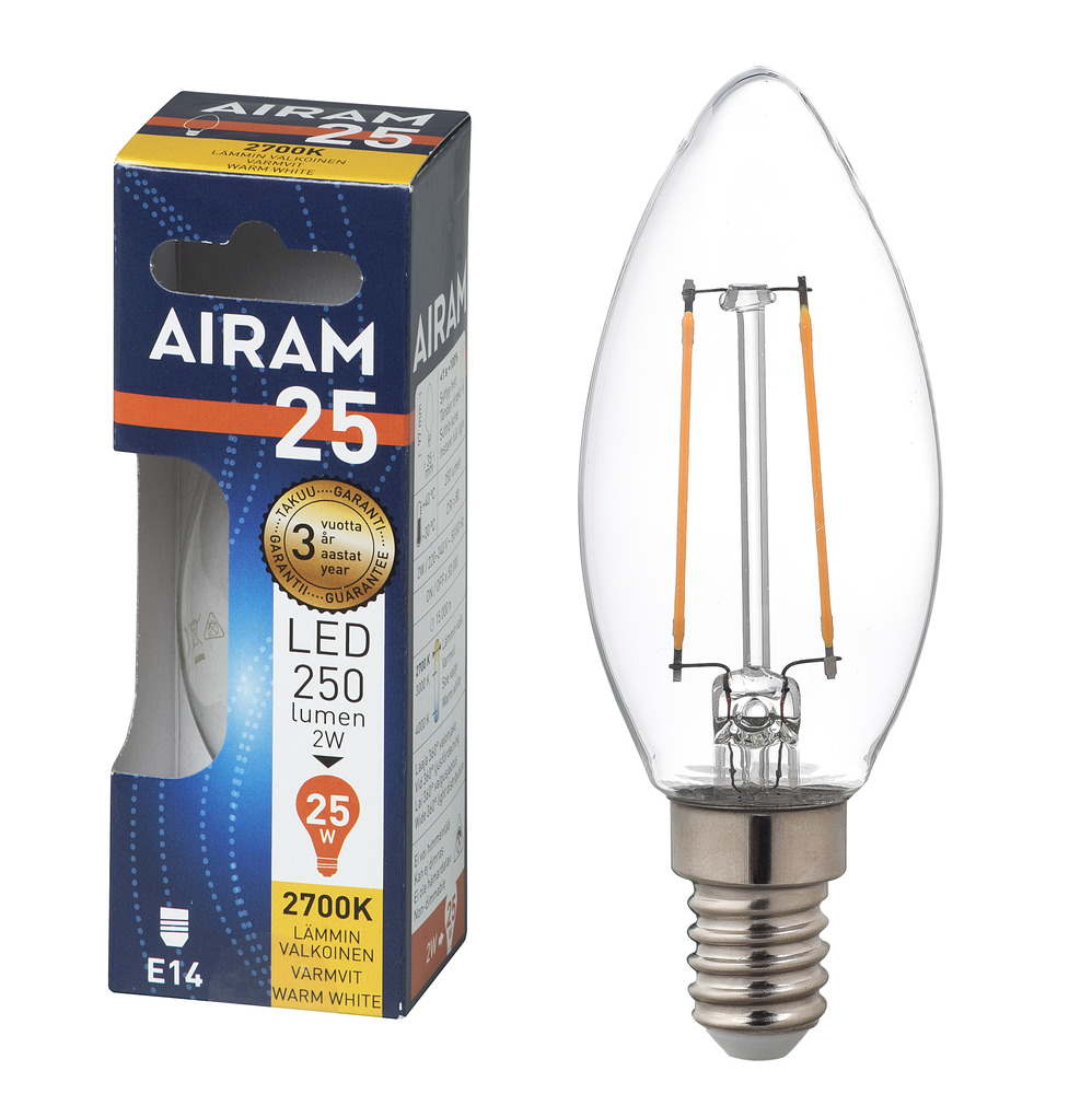 LED C35 2W/827 E14 FIL BX Värilämpötila 2700K, kirkas kupu. - Hintakaari.fi verkkokauppa