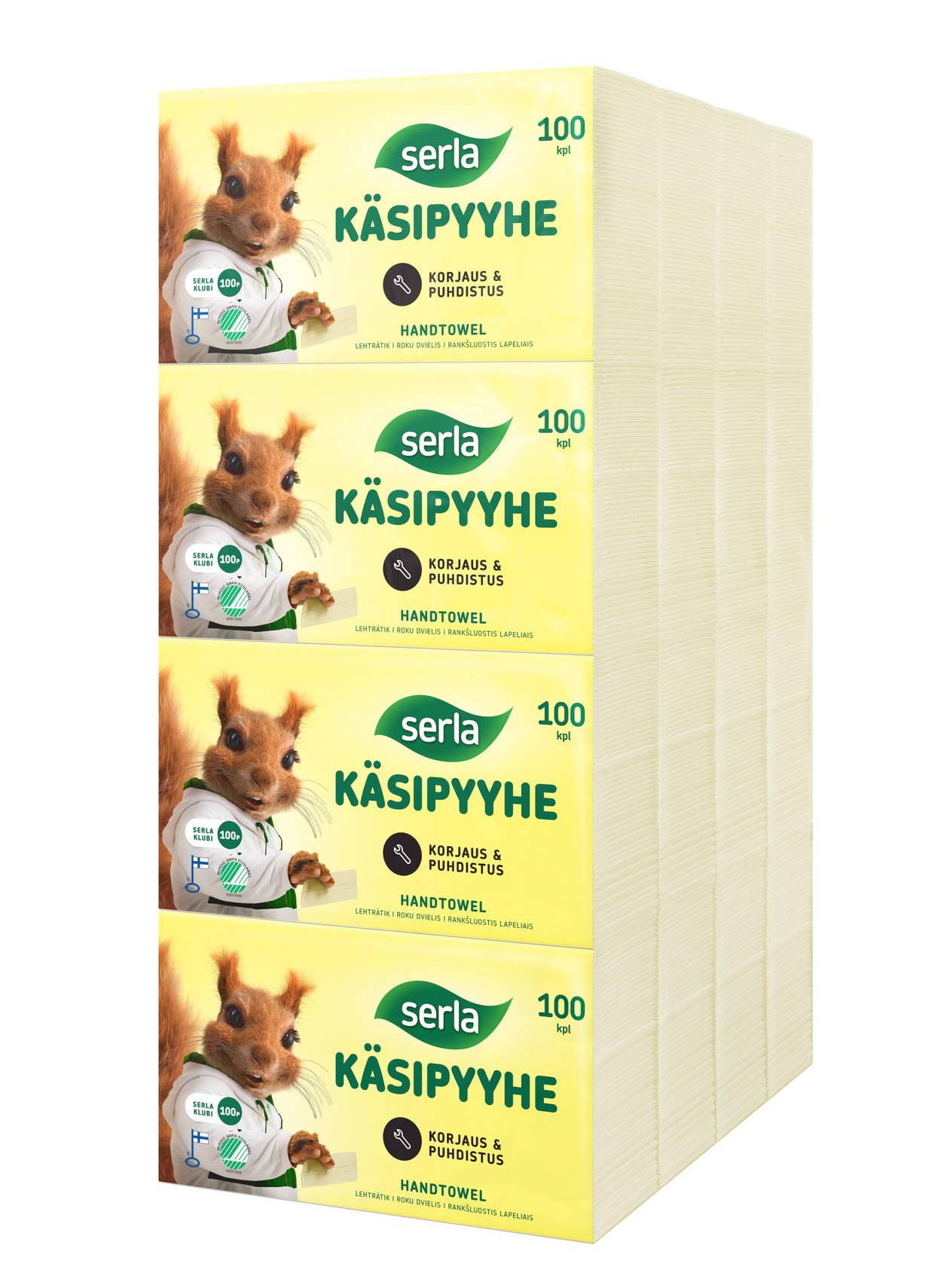 SERLA KÄSIPAPERI 24PKT/SK 24 x 100 kpl käsipyyhepaperisäkki ...
