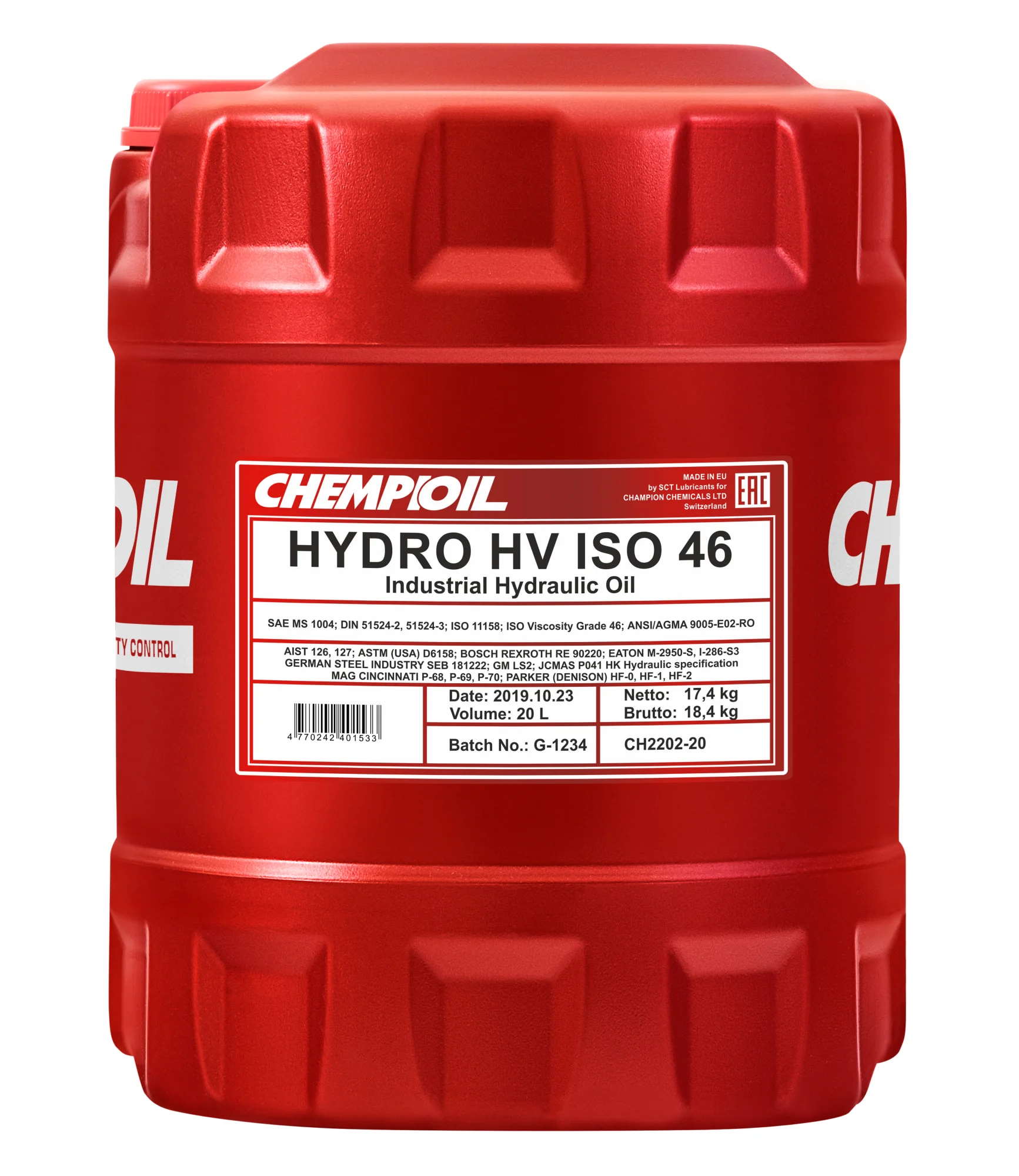 HYDRAULIIKKAÖLJY 46HV 20L CHEMPIOIL HYDRO HV ISO 46 CHEMPIOIL ...