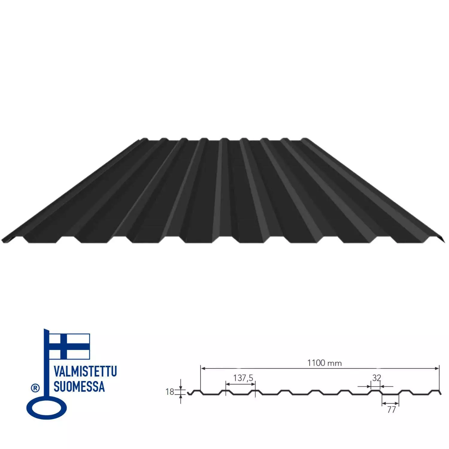 Kattopelti 325cm x 110cm R-20R vesiuralla väri musta RR33 Kattopelti ...