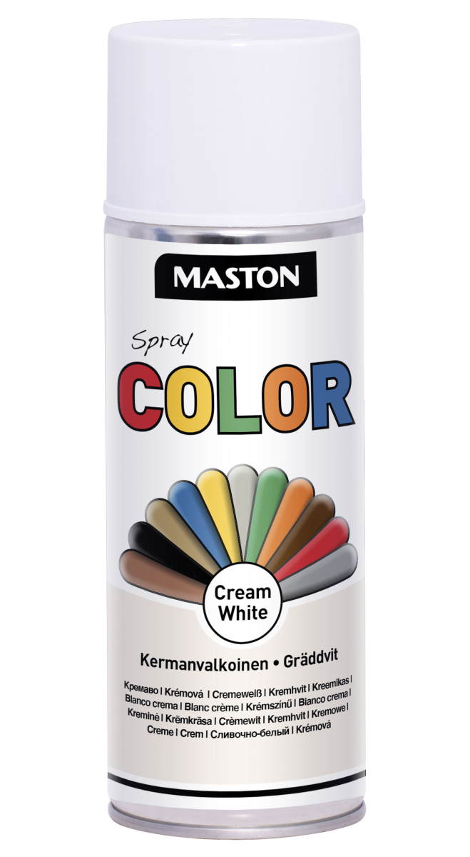 SPRAYMAALI KERMANVALKOINEN 400ML MASTON COLOR Soveltuu sekä ulko- että ...