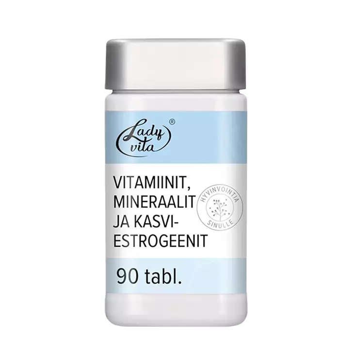 Ladyvita Monivitamiini 50+ ravintolisä Vitamiini-kivennäisaine-kasviestrogeenitabletti 90 tabl ...