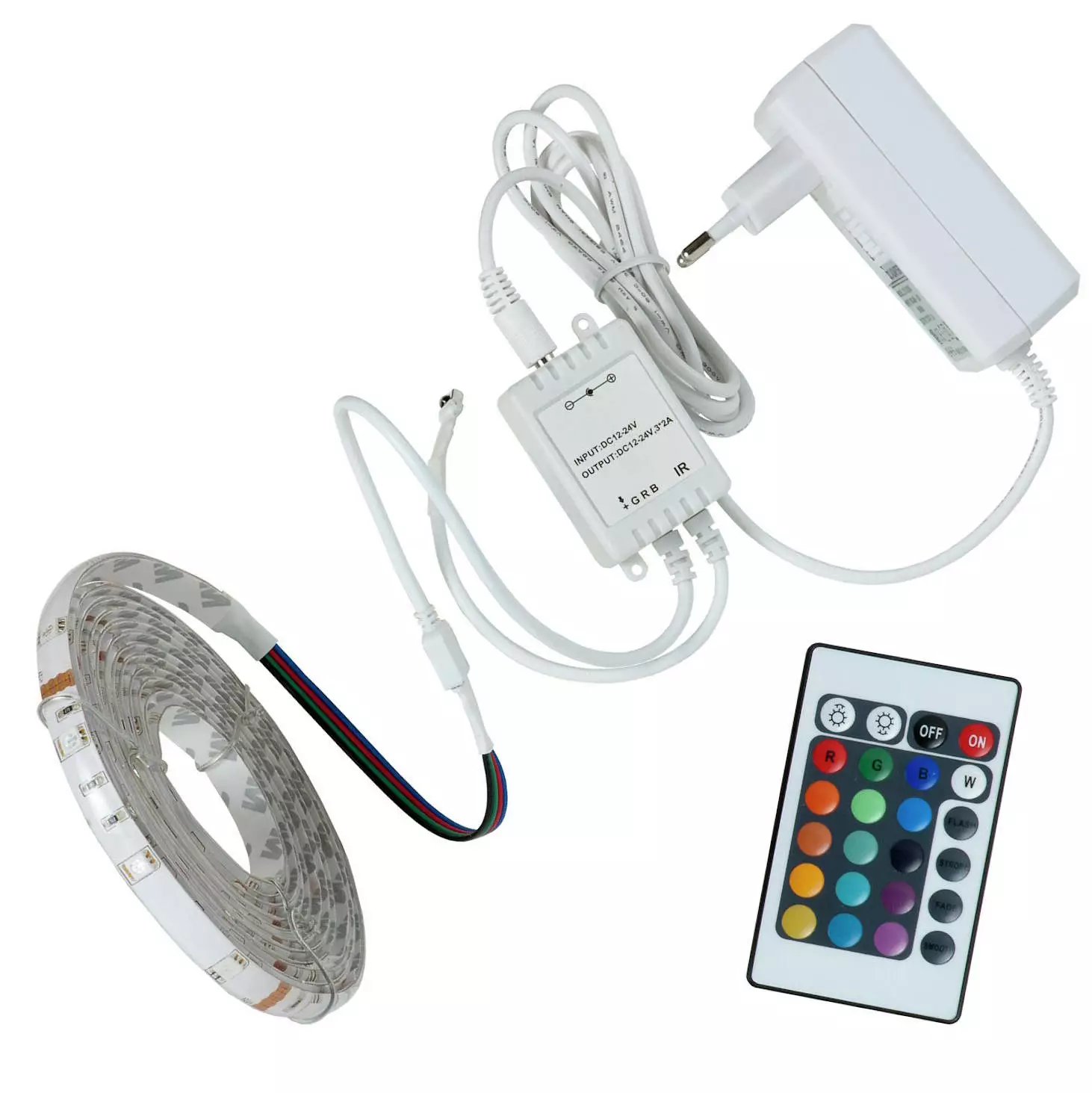 Led valonauha RGB 2M 7,2W/m IP20 Airam led strip Korostevalo muuntajalla ja katkaisijalla ...