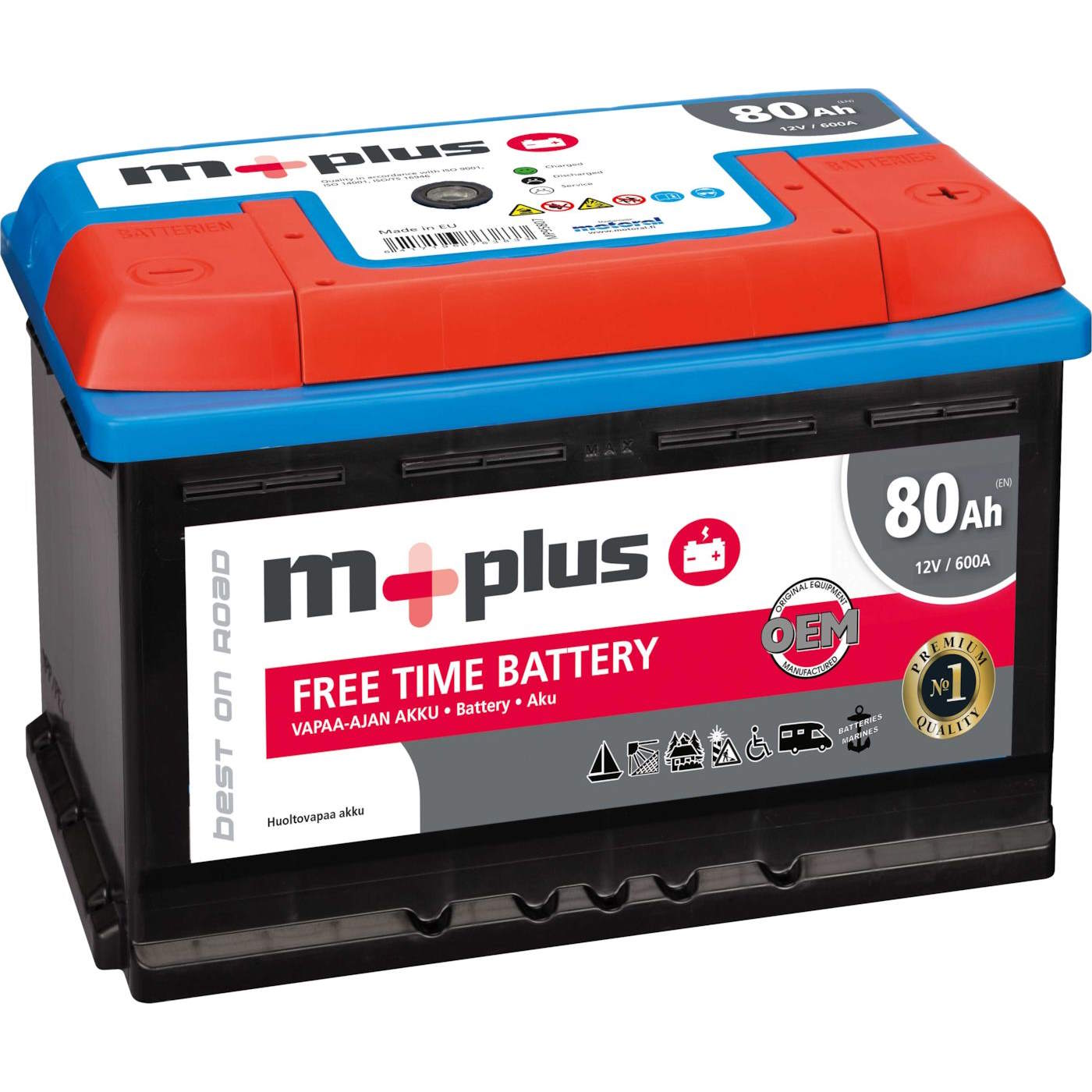 Vapaa-ajan akku 80Ah 600A 12V M+ Eco SMF Turvallinen huoltovapaa akku ...